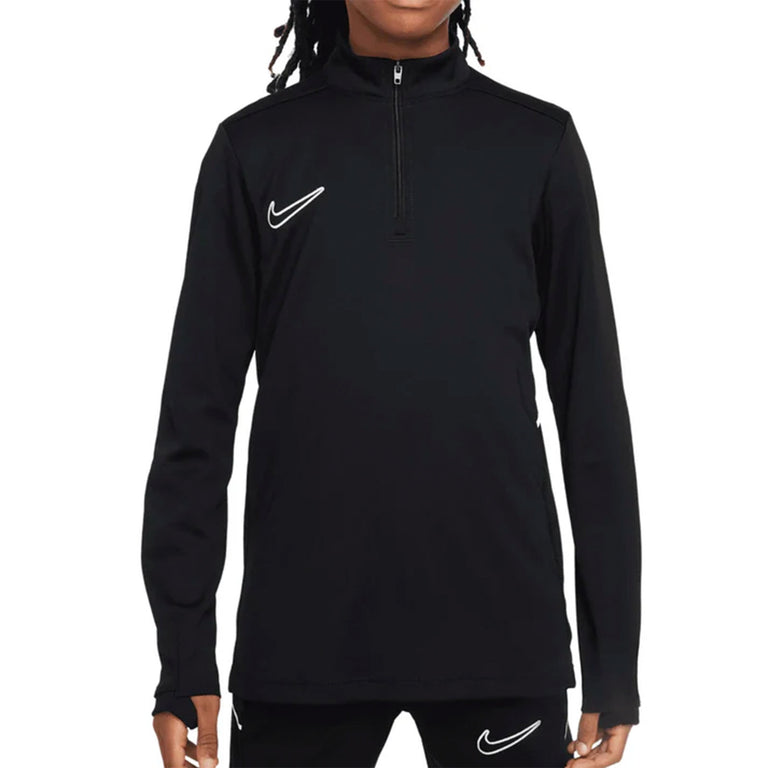 Nike Academy Dri-FIT pitkähihainen 1/4-zip jalkapallopaita, Musta, Lap ...